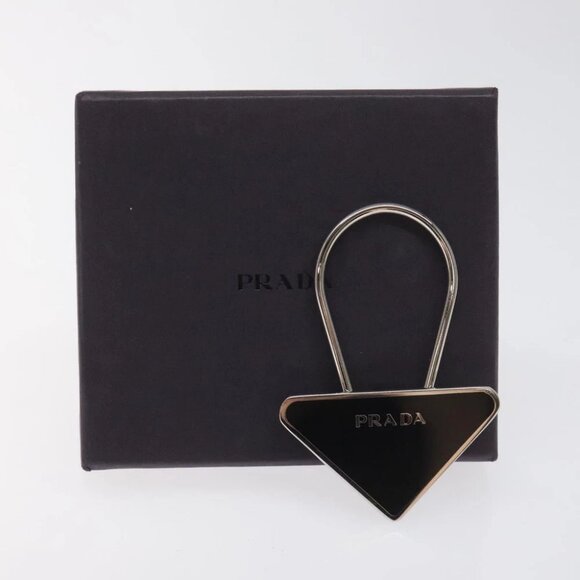 Prada | Jewelry | Prada Key Ring Metal Black Silver M73 Auth Am7978 ...